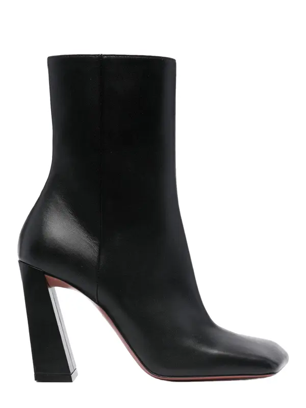 Amina Muaddi Marine 100mm Leather Ankle Boots - Black