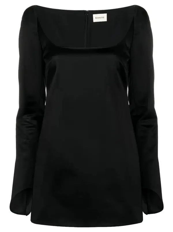 Khaite Tate Satin Mini Dress - Black