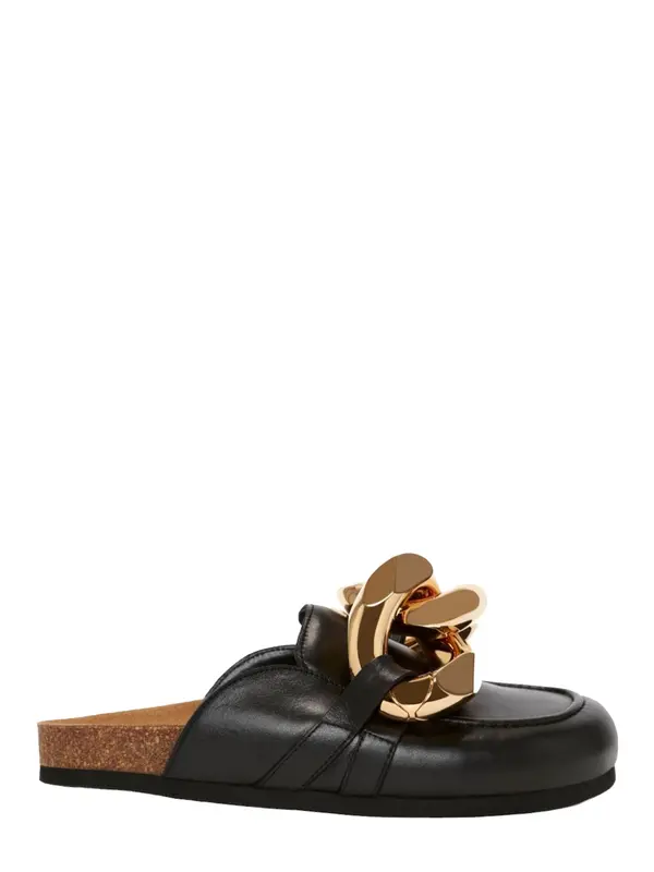JW Anderson Chain-link Leather Mules - Black