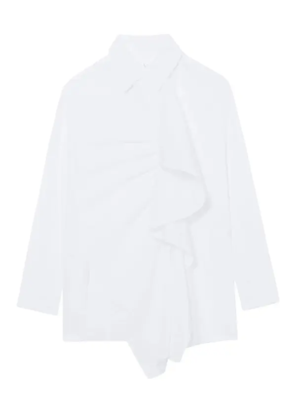 Y’s Ruffle-detailing Cotton Shirt - White