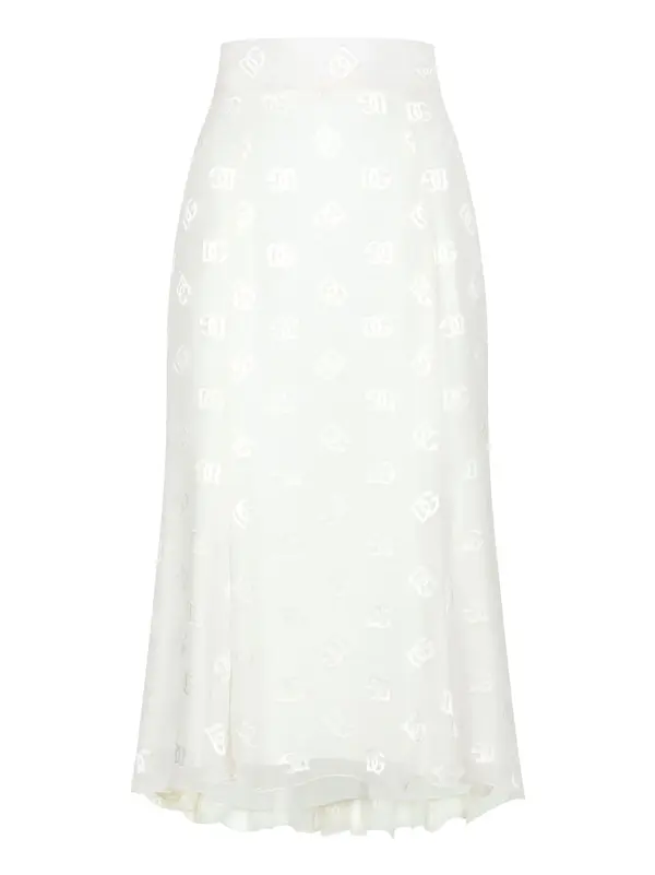 Dolce & Gabbana Logo Godet Skirt - White