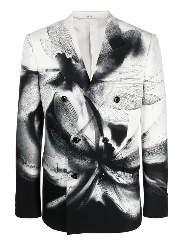 Alexander McQueen Dragonfly Shadow Double-breasted Blazer - Black