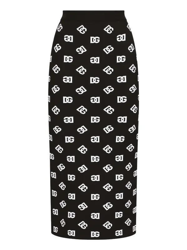 Dolce & Gabbana Jacquard Knitted Midi Skirt - Black