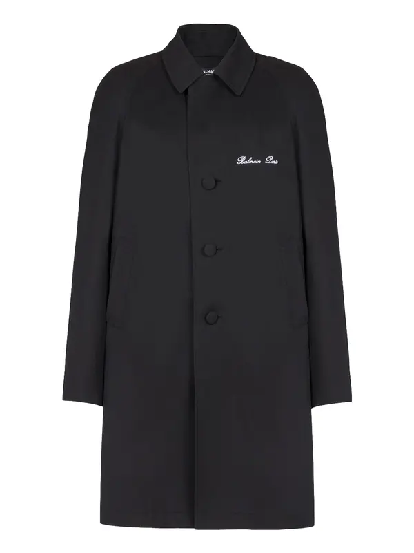 Balmain Logo-embroidered Single-breasted Coat - Black