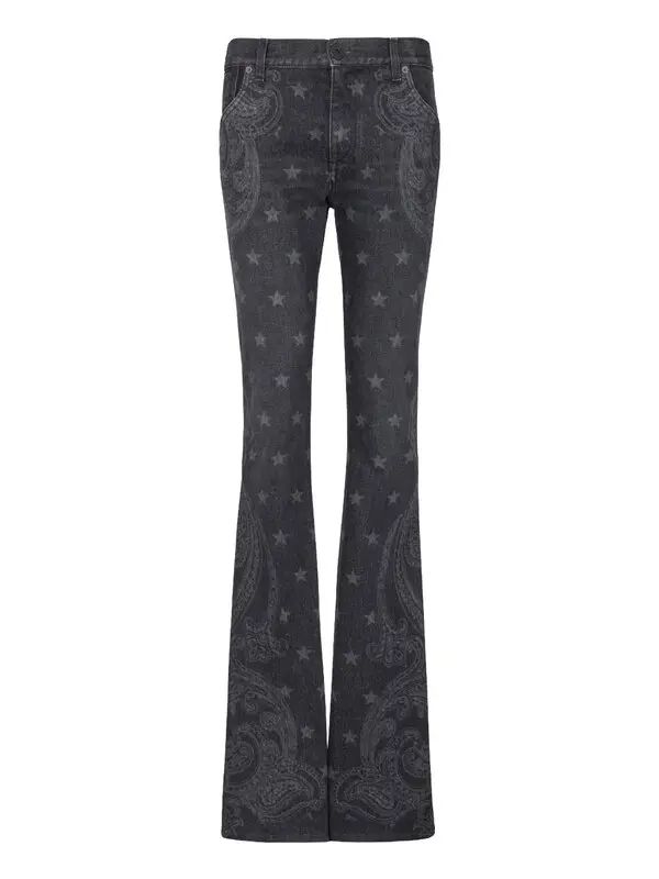 Balmain Star-print Bootcut Jeans - Black