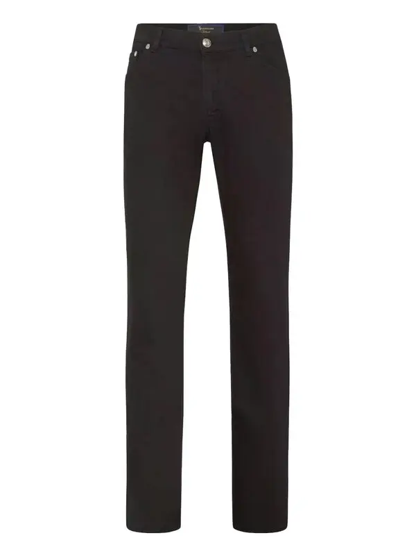 BILLIONAIRE Crest-motif Straight-leg Jeans - Black