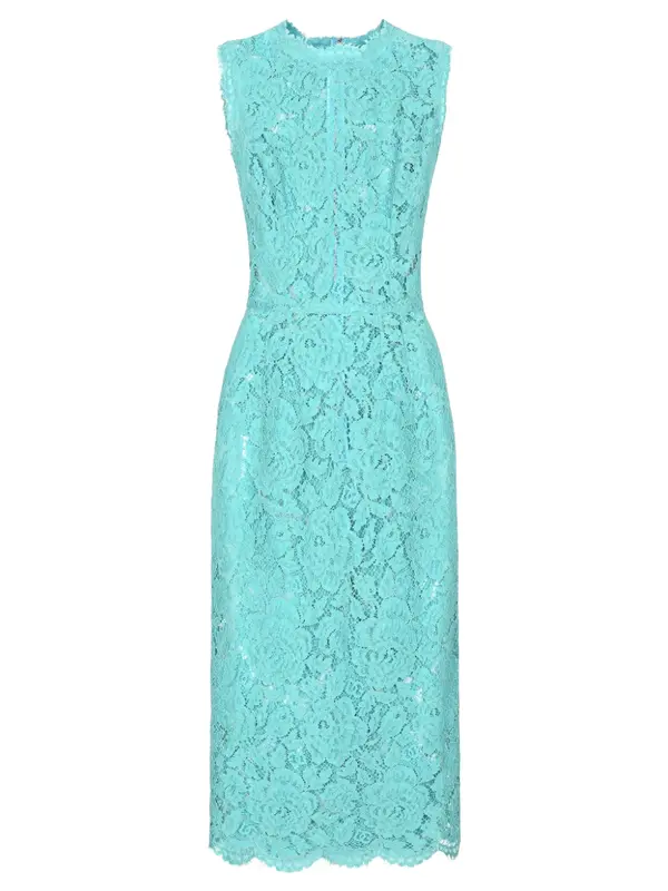 Dolce & Gabbana Floral-lace Midi Dress - Blue