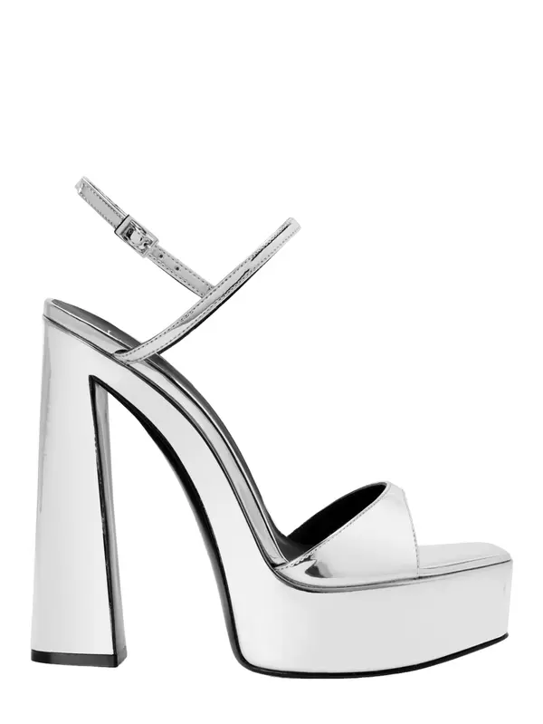 GIUSEPPE ZANOTTI Sylvy 145mm Leather Sandals - Silver