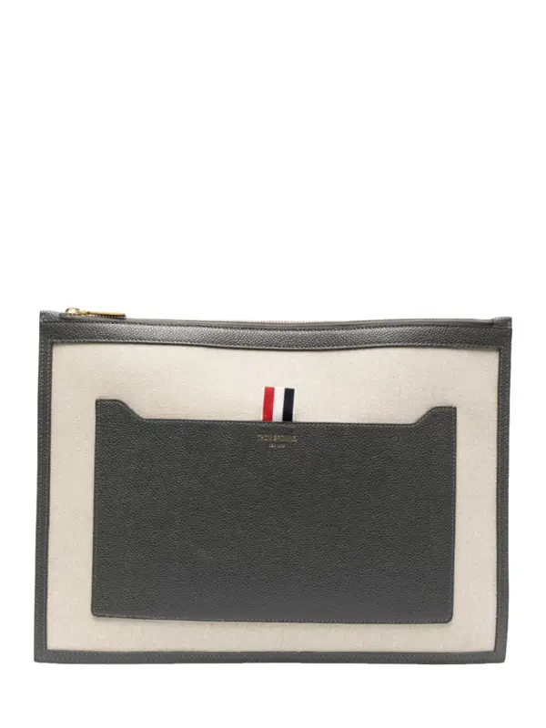 Thom Browne Two-tone Canvas Document Holder - Neutrals