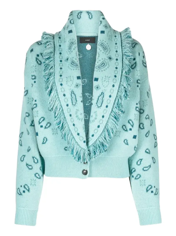 Alanui Bandana Jacquard Bomber Cardigan - Blue