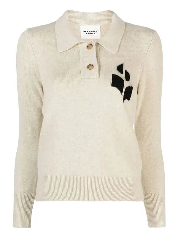 MARANT ETOILE Nola Knitted Polo Sweatshirt - Neutrals