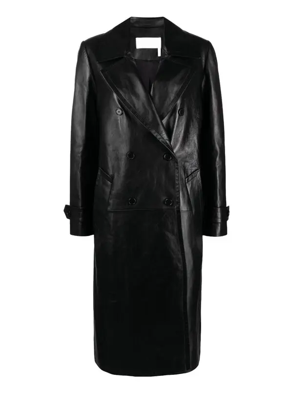 Chloé Double-breasted Leather Coat - Black