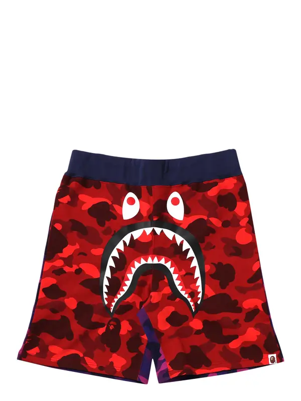 BAPE Crazy Camo Shark Sweat Shorts - Red