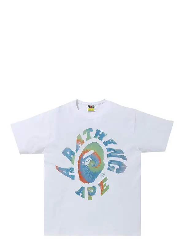 A BATHING APE Pigment Tie Dye Twist College Tee /sax - White