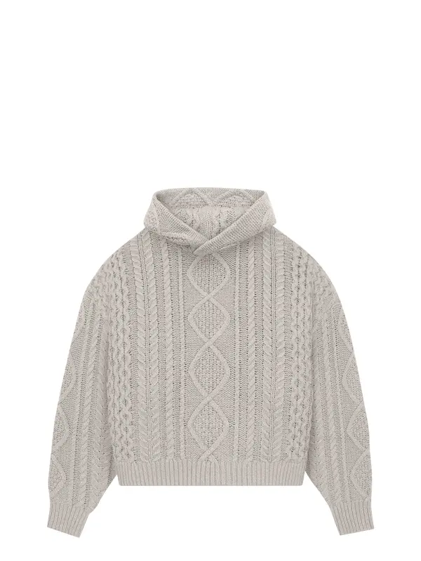 Fear Of God Cable Knit Hoodie 'silver Cloud - Grey