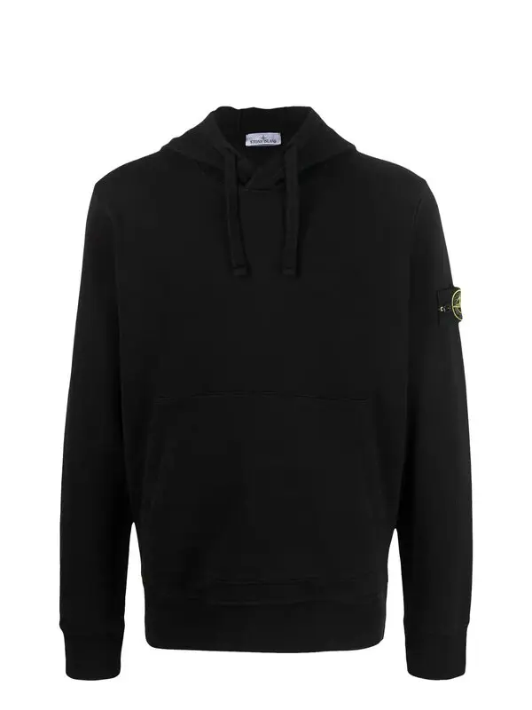 Stone Island Logo Hoodie - Black