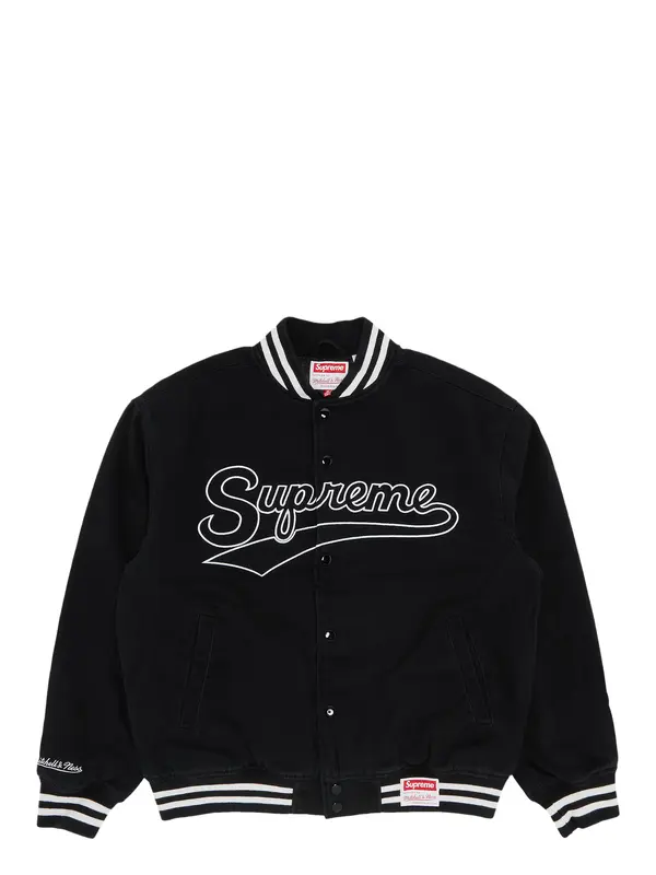 Supreme X Mitchell & Ness Twill Varsity Jacket - Black