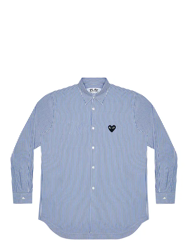 Play Comme Des Garcon Striped Shirt With Heart Patch - Blue