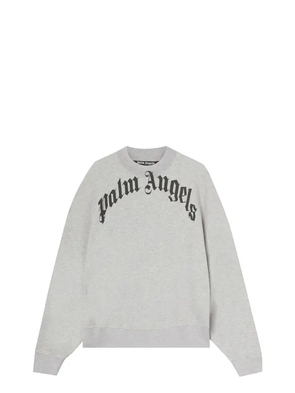 Palm Angels Curved Logo Crewneck - Grey