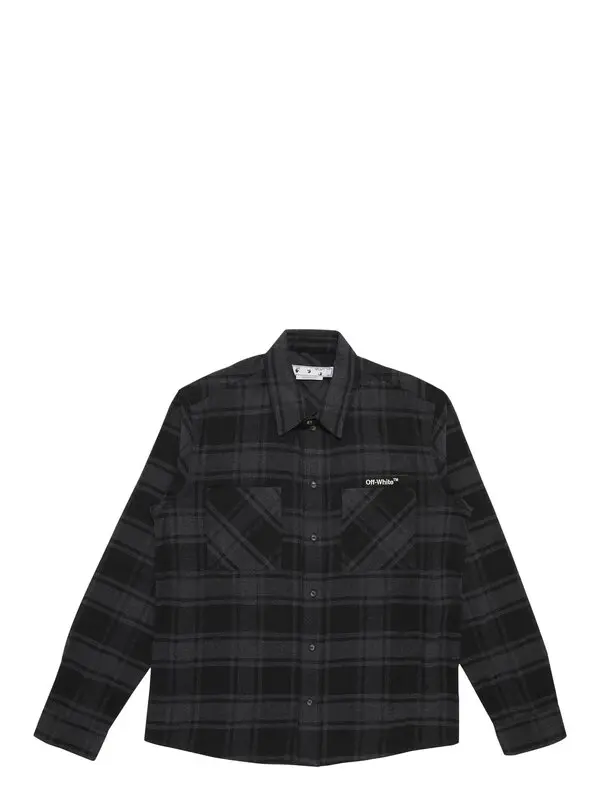 Off-White Outline Arrows Flannel Shirt - Grey