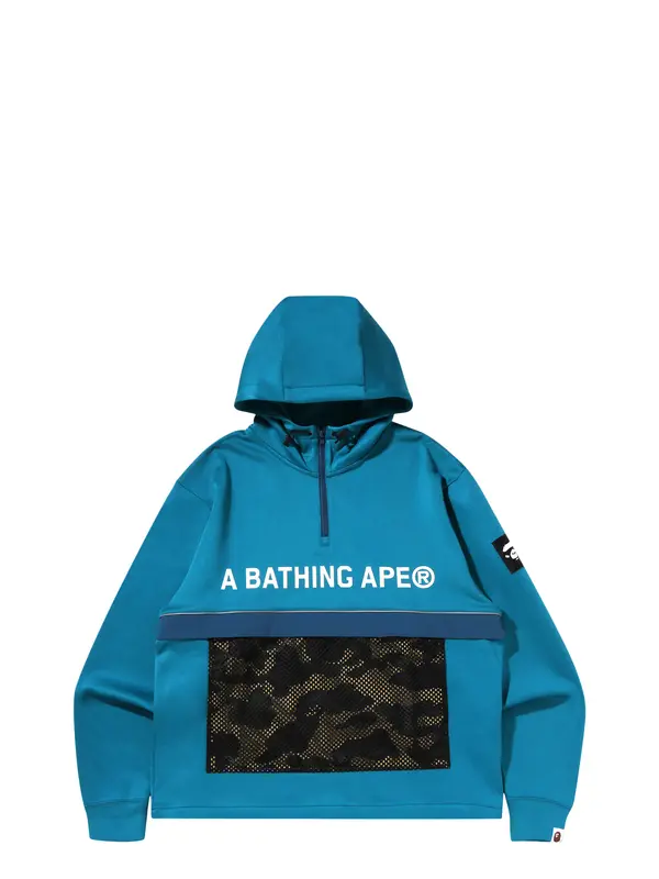 A BATHING APE 1st Camo Pocket Relaxed Fit Double Knit Half Zip Hoodie - Blue