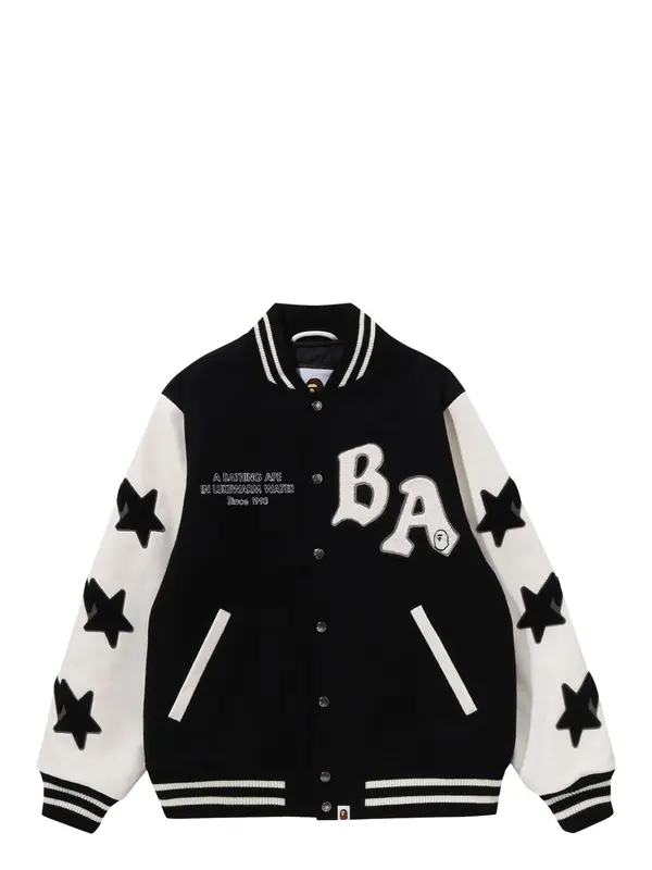 BAPE Relaxed Fit Varsity Jacket - Black