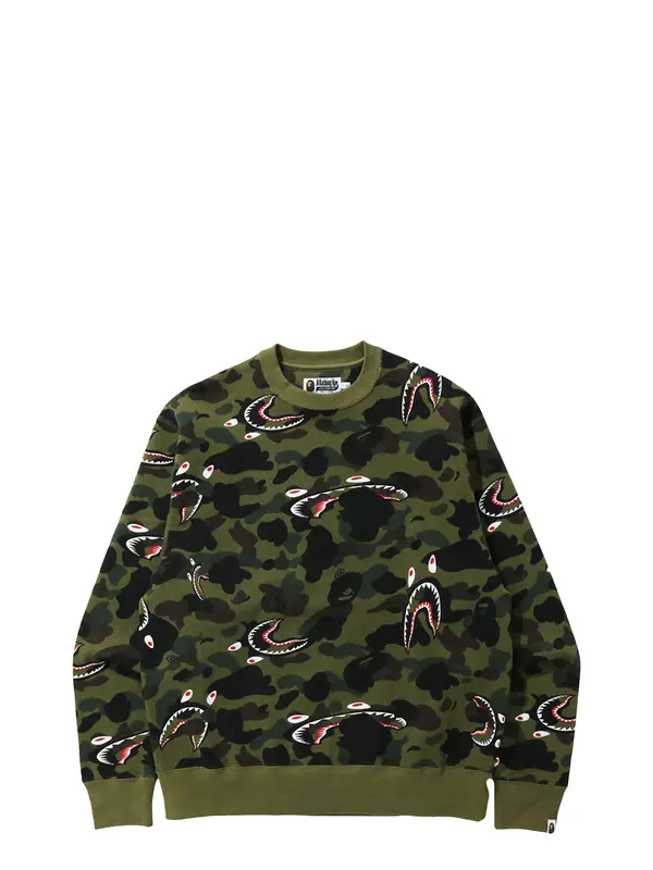 BAPE 1st Camo Shark Relaxed Crewneck - Green