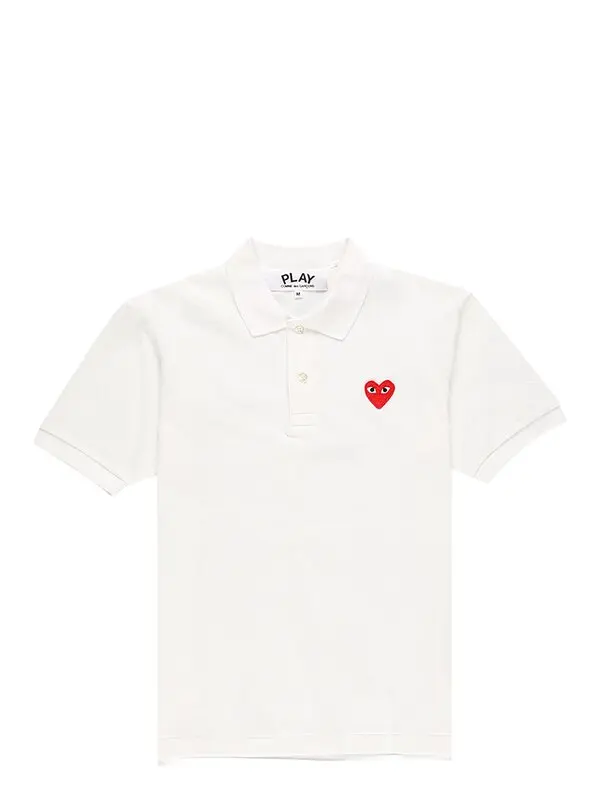 Play Comme Des Garcon Play Polo Shirt With Red Heart - White