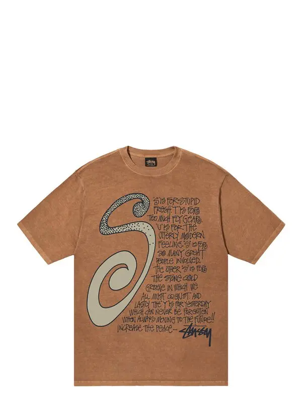 StÜssy S Talk Pigment Dyed Tee 'almond - Brown