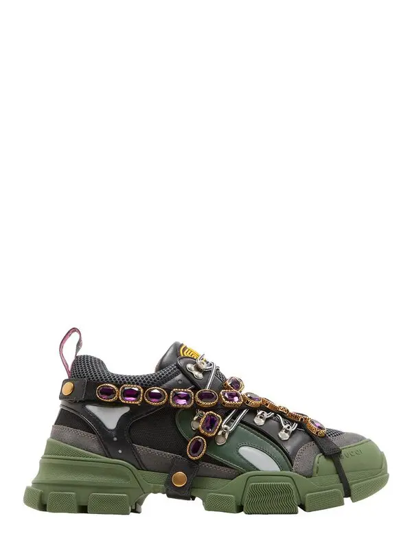 Gucci Flashtrek Sneakers With Crystal Embellishments - Green