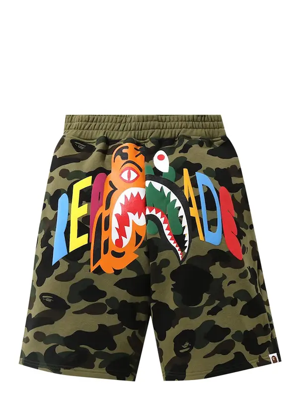 BAPE X Readymade Tiger Shark Wide Sweat Shorts - Green