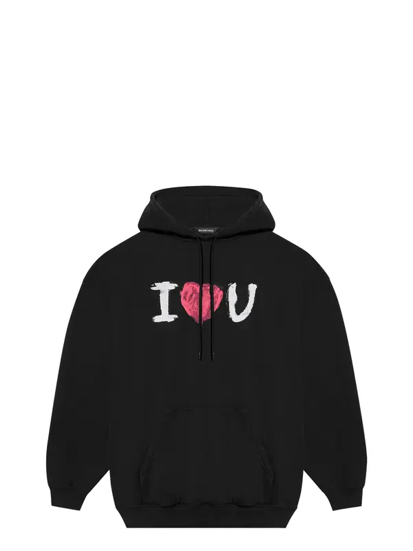 Balenciaga I Love U Medium Fit Hoodie - Black