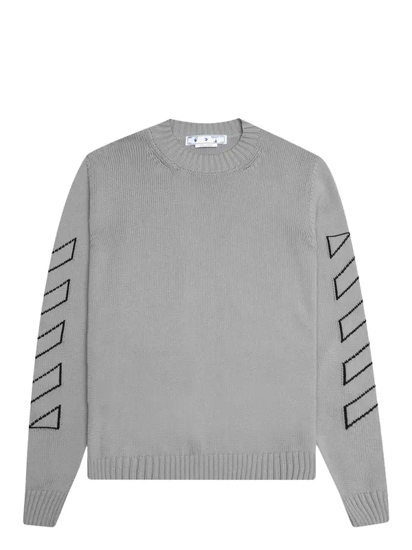 Off-White Diag Outline Knit Crewneck - Grey