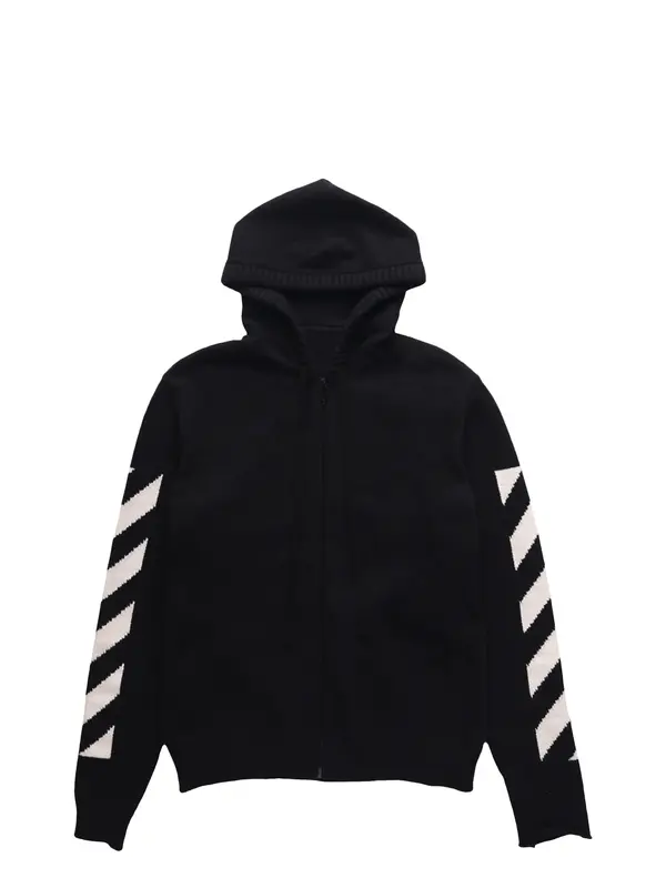 Off-White Diag Arrow Knit Zip Hoodie - Black