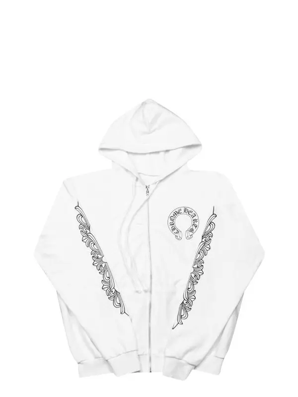 Chrome Hearts Floral Cross Zip Hoodie - White