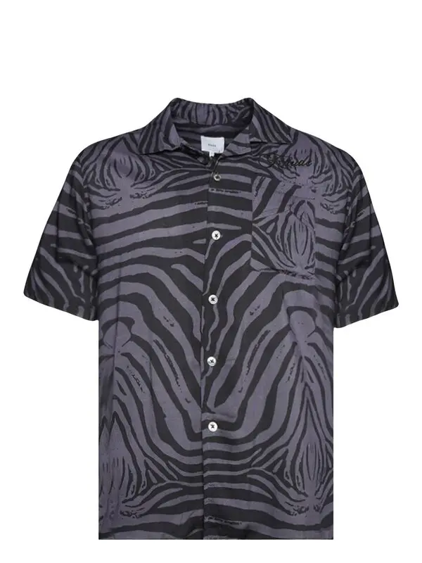 Rhude Rayon Zebra Shirt /charcoal - Black