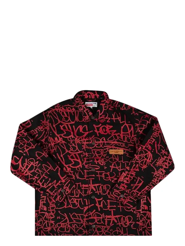 Supreme X Comme Des Garçons Shirt Printed Canvas Chore Coat - Black