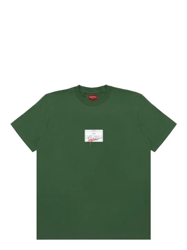 Supreme Signature Label Short-sleeve Top 'olive - Green