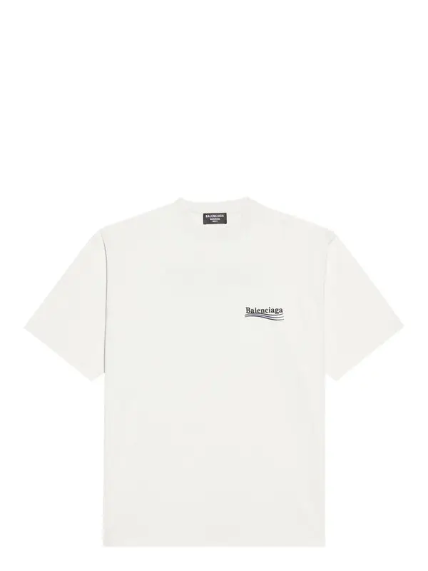 Balenciaga Political Campaign Large Fit T-shirt 'dirty White/blk/blue - Grey
