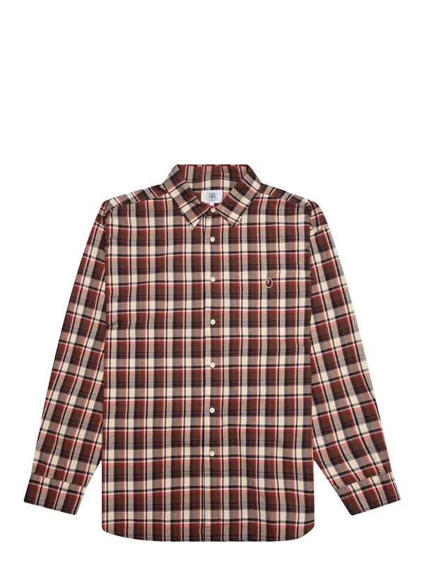 A BATHING APE Mini Check Loose Fit Shirt - Red