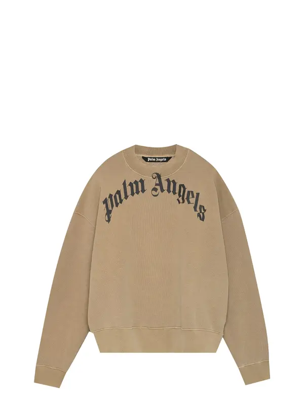Palm Angels Curved Logo Crewneck - Tan