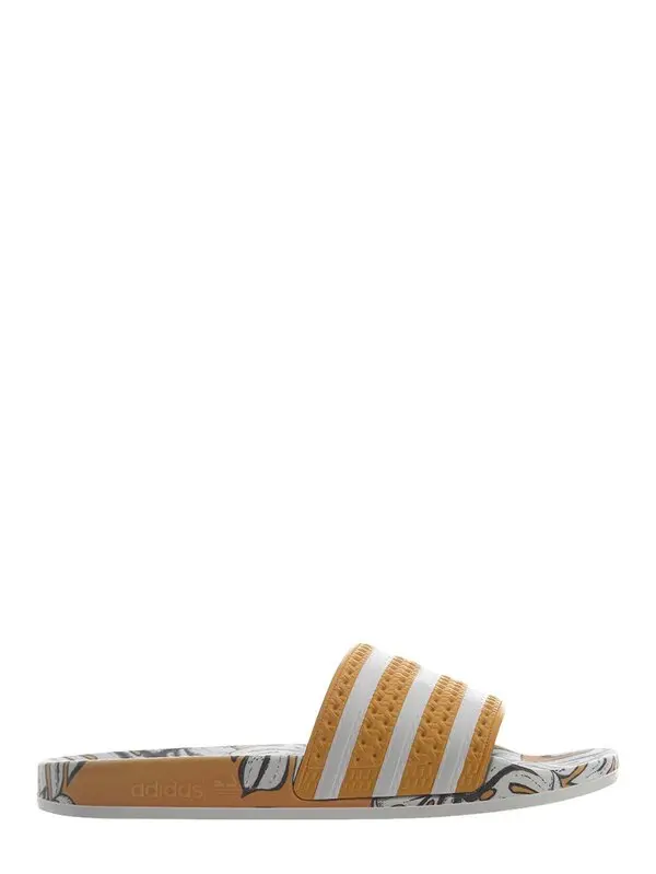 Adidas The Farm Company X Adilette Slides Tropical Print - Gold