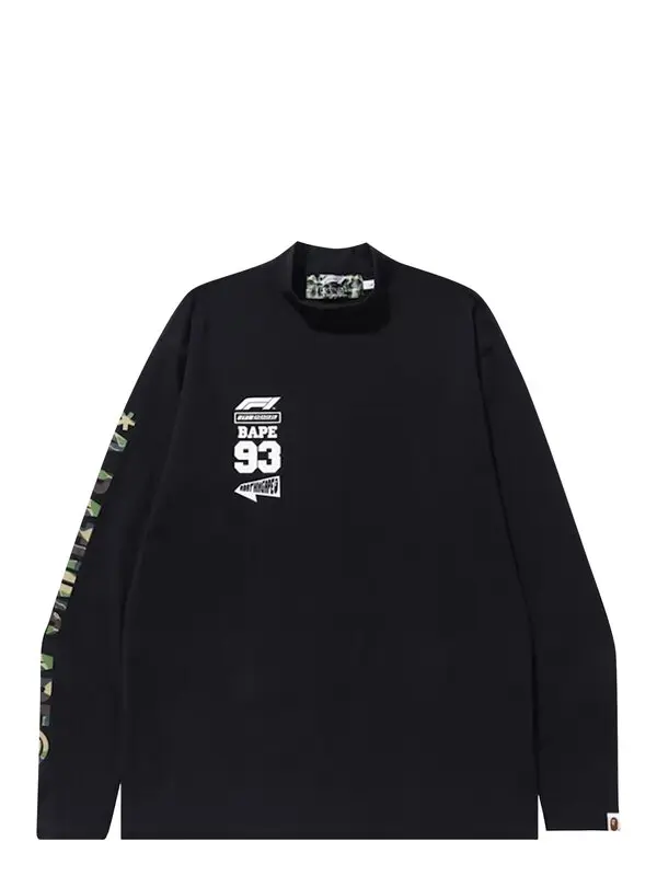 A BATHING APE X F1 Mock Neck Long-sleeve Tee - Black