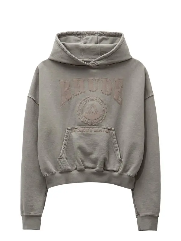 Rhude Cropped Desert Valley Hoodie - Grey