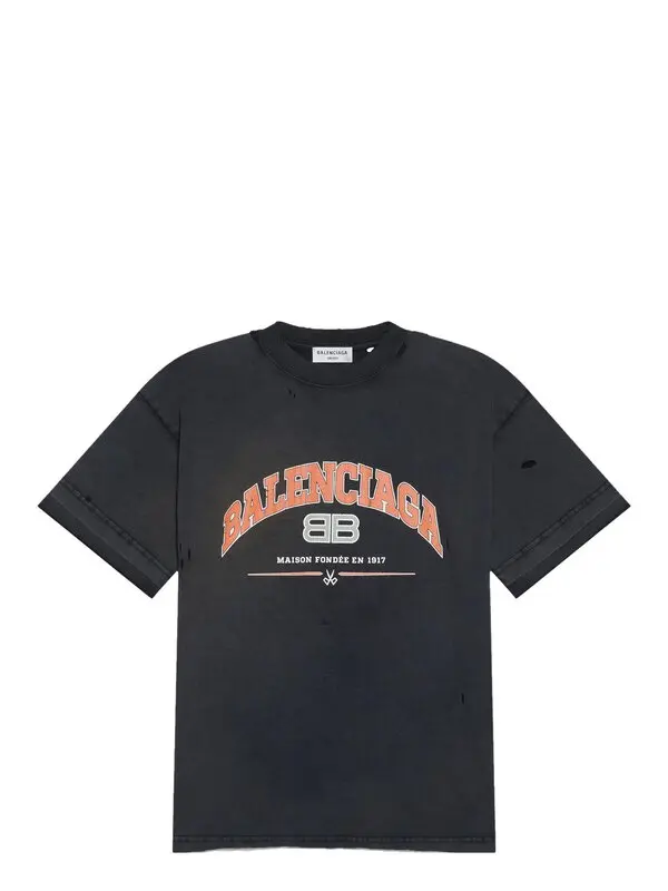 Balenciaga Medium Fit T-shirt /orange/white - Black