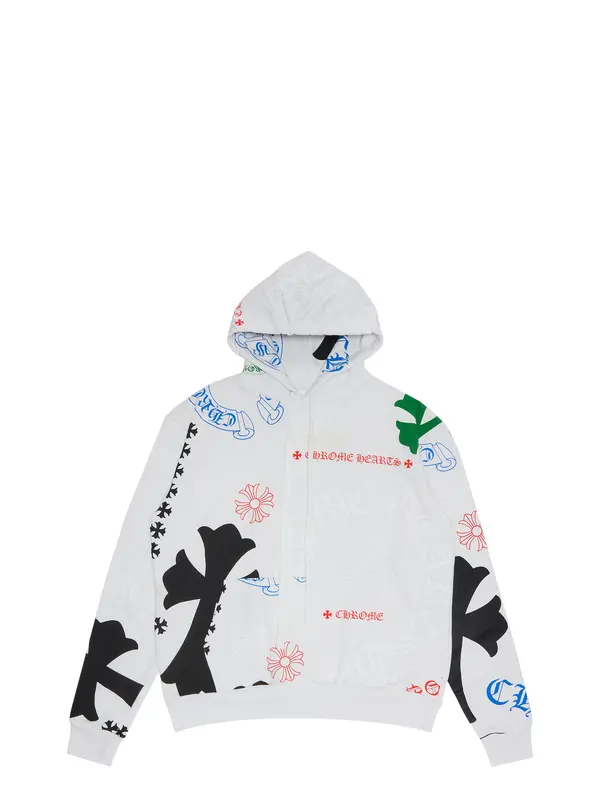 Chrome Hearts Stencil Print Hoodie - White