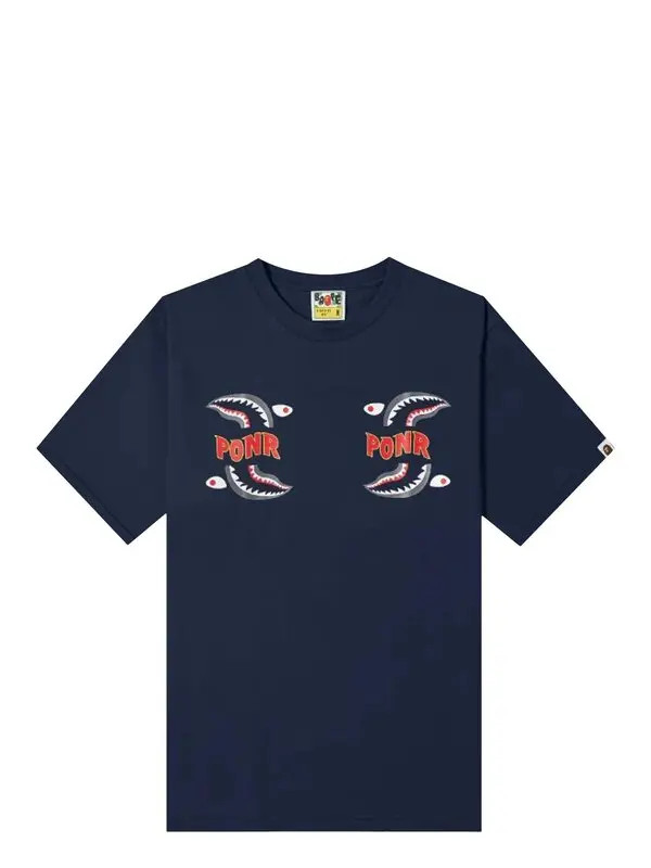 A BATHING APE Shark Ponr Relaxed Fit Tee 'navy - Blue