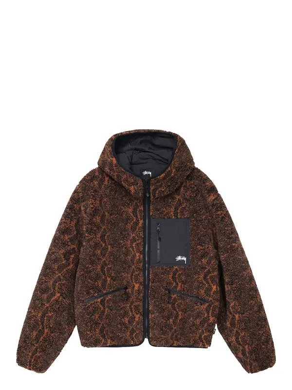 StÜssy Snake Jacquard Sherpa Jacket - Brown