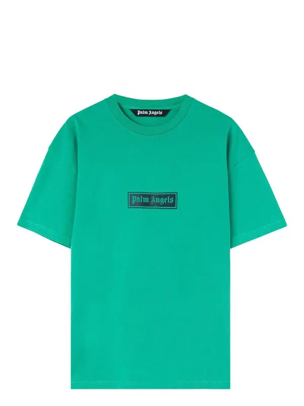Palm Angels Gd Box Logo Tee /white - Green