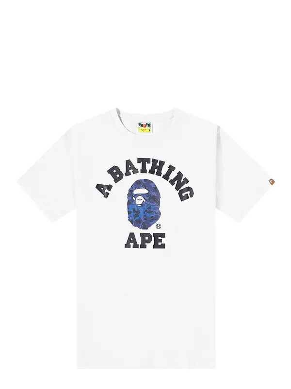 A BATHING APE Sand Camo College Tee /navy - White